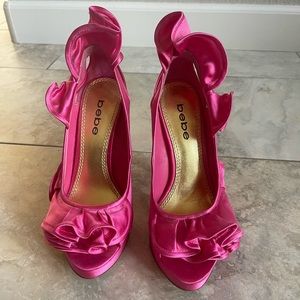 bebe | Shoes | Hot Pink Satin Bebe Heels | Poshmark